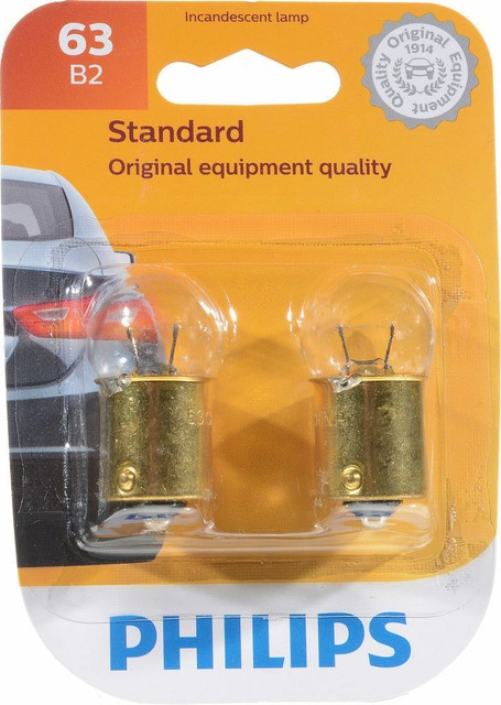 License Plate Light Bulb-Standard - Twin Blister Pack Philips 63B2 for ...