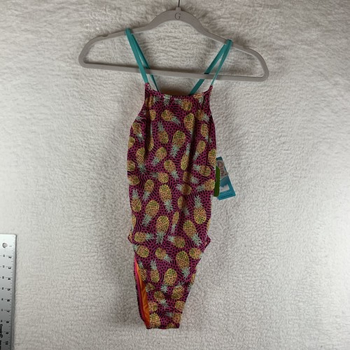 Speedo Swimsuit Womens 30 Pineapple Stretch Tie Back Endurance One ...