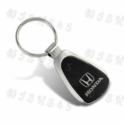 HONDA Logo Black Tear Drop Authentic Chrome Key Fob Keyring Keychain ...