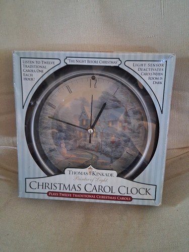 2004 thomas Kinkade Christmas Carol Clock-12 Songs-3 AA Batteries (not ...
