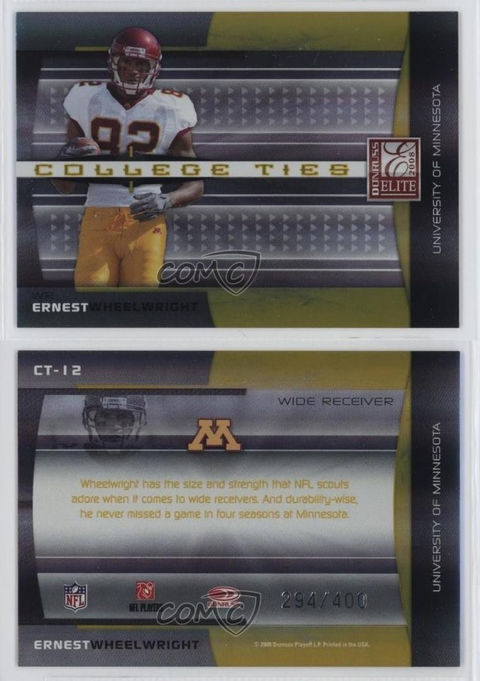 2008 Donruss Elite College Ties Gold 294/400 Ernie Wheelwright IV ...
