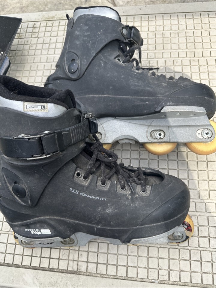 Salomon STS Aggressive Inline skates JUNIOR Sz 7 25CM Black Silver ...