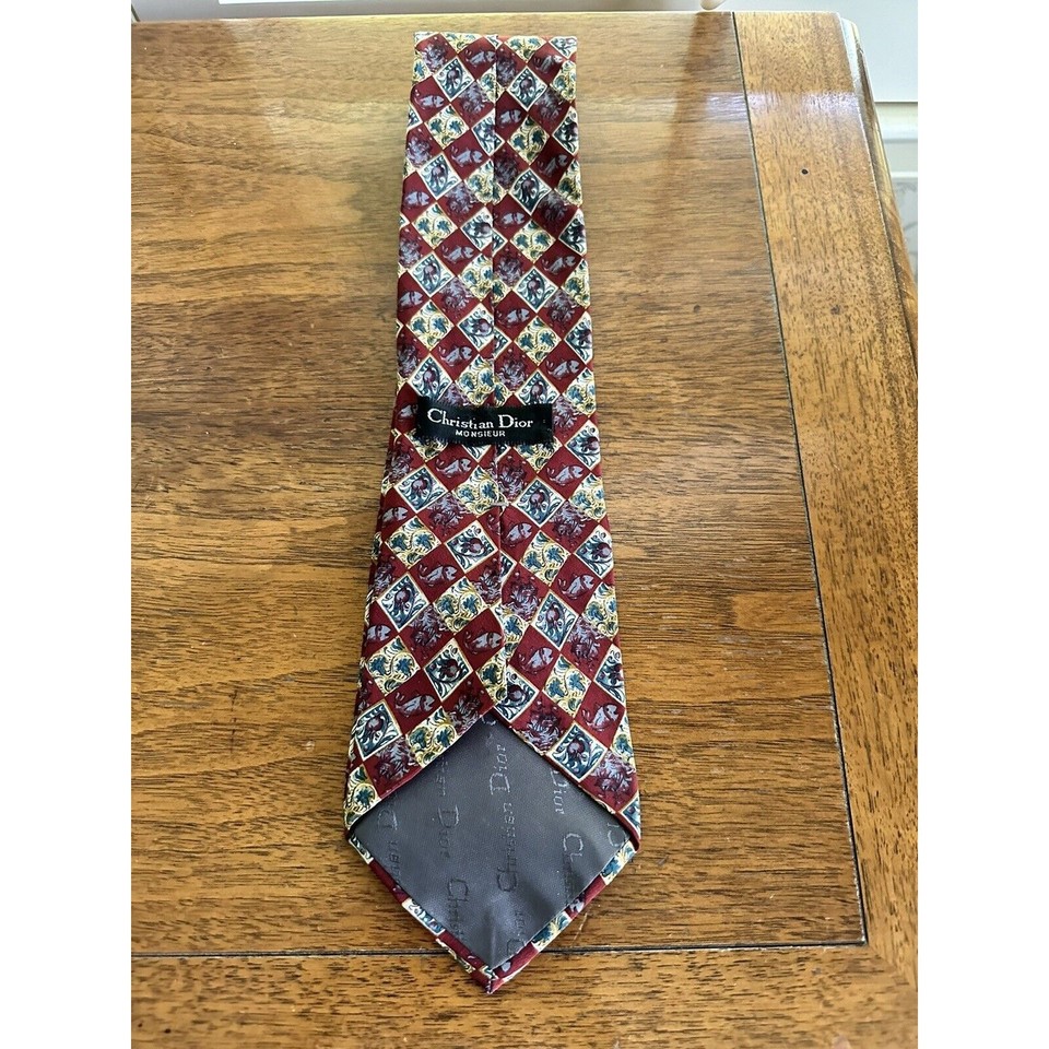 Christian dior Nautical Silk Neck Tie Monsieur Luxury Burgundy Sail ...