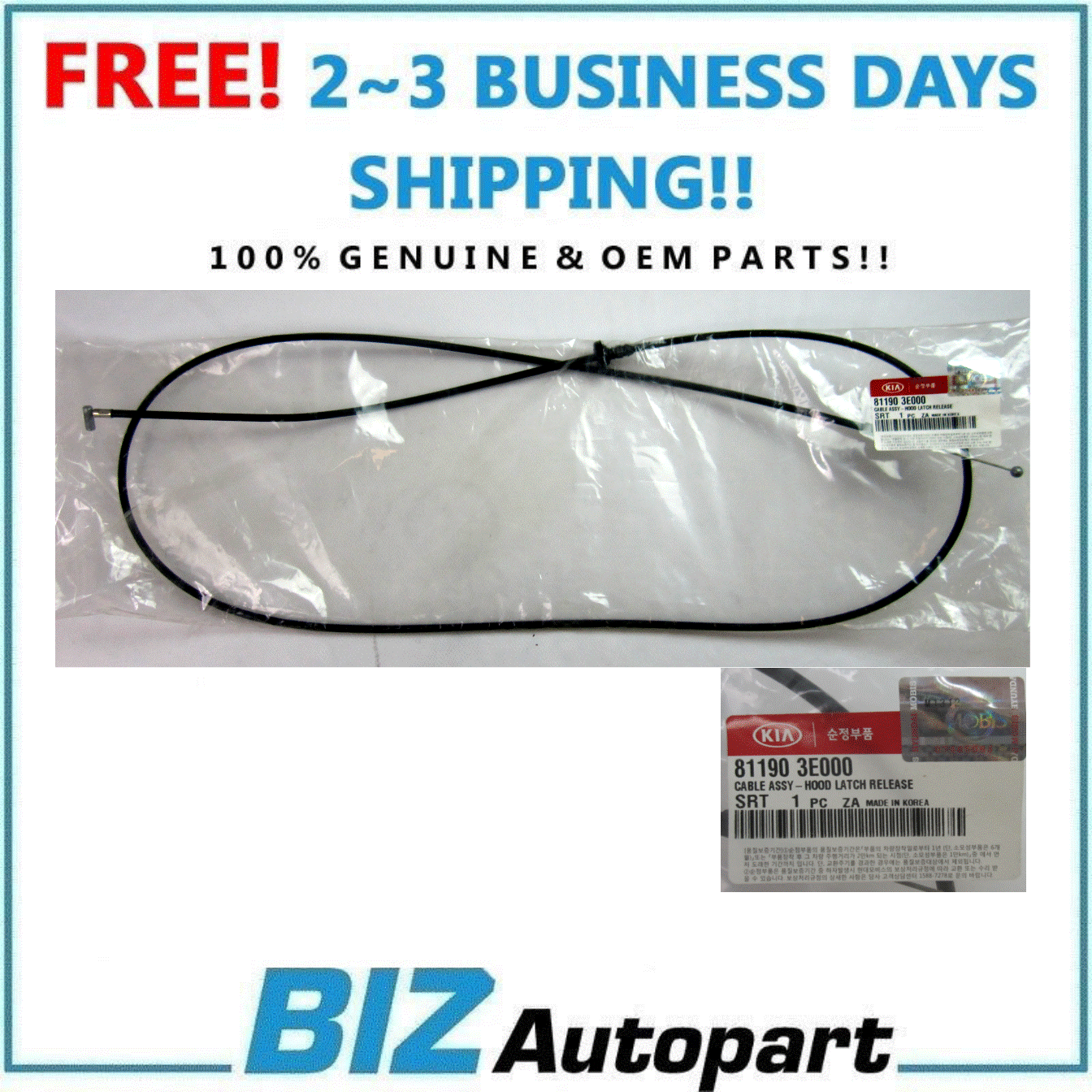 GENUINE RELEASE CABLE for 03-04 KIA SORENTO 3.5L OE# 81190-3E000 | eBay
