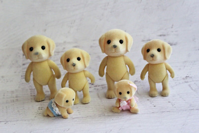 Calico critters golden labrador dog family and babies - Sylvanian ...