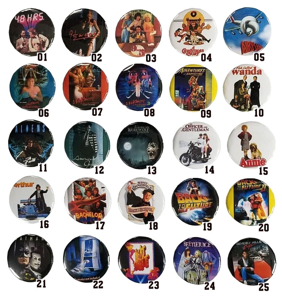 80's Movie Pinback Buttons CHOOSE YOUR SET 80's Retro Party Pop Culture ...