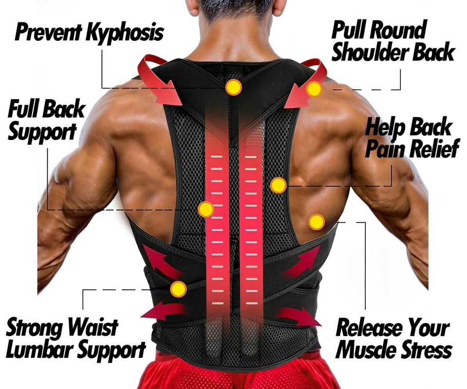 True Fit Posture Corrector Belt For Men Women Adjustable Back Brace ...