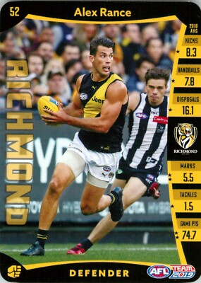 2019 RICHMOND TIGERS AFL Premiers Card ALEX RANCE | eBay