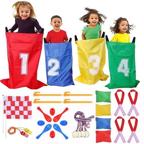 28 Piece Outdoor Games Kit for Kids, Includes Potato Sack Race Bags ...