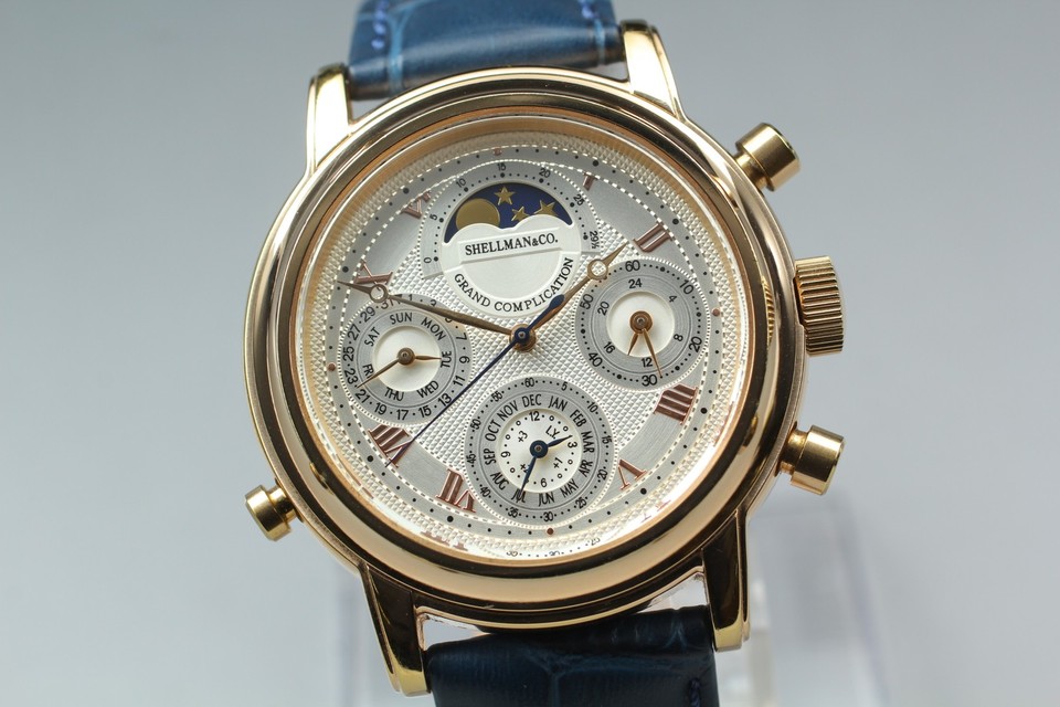 [Near MINT] Shellman Grand Complication 6771-T011179TA Gold Quartz Men ...