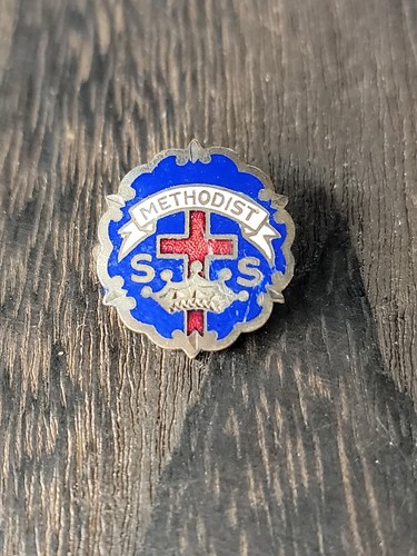 Vintage Little System Cross & Crown METHODIST Metal & Enamel Lapel Pin ...