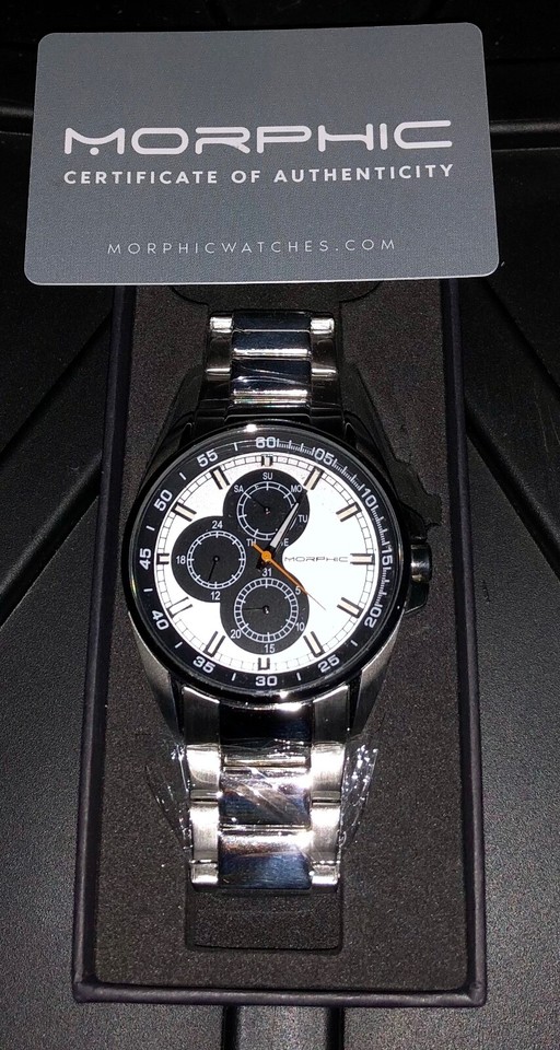 Morphic M92 Series Bracelet Watch w/Day/Date - MPH9201 Black and Silver | eBay