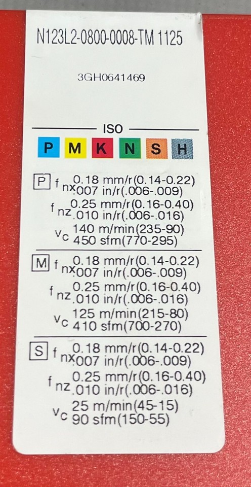 Sandvik Coromant N123L2-0800-0008-TM 1125 Turning Insert - Pack of 10 ...