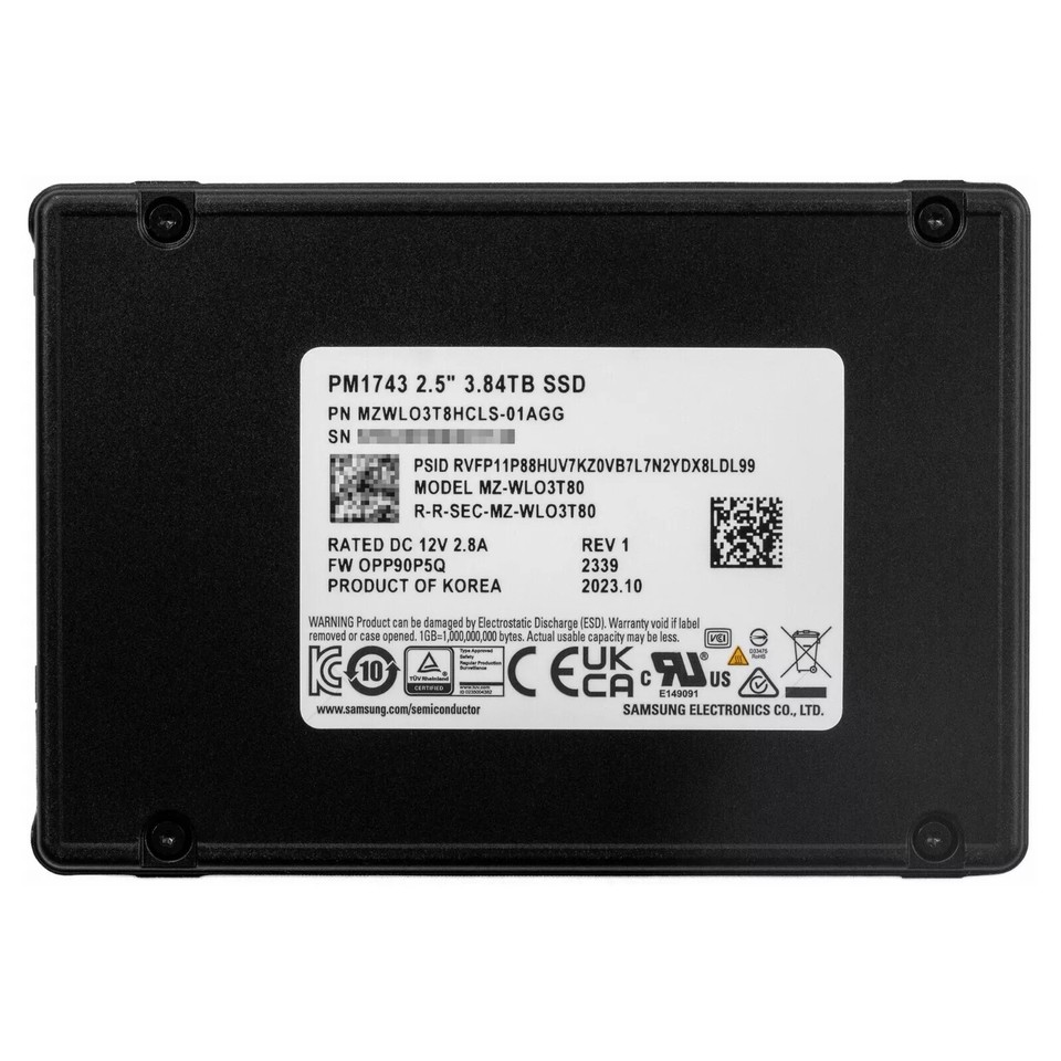 NEW Samsung PM1743 3.84TB 2.5” PCIe 5.0 Gen5 NVMe U.2/U.3 SSD MZ ...