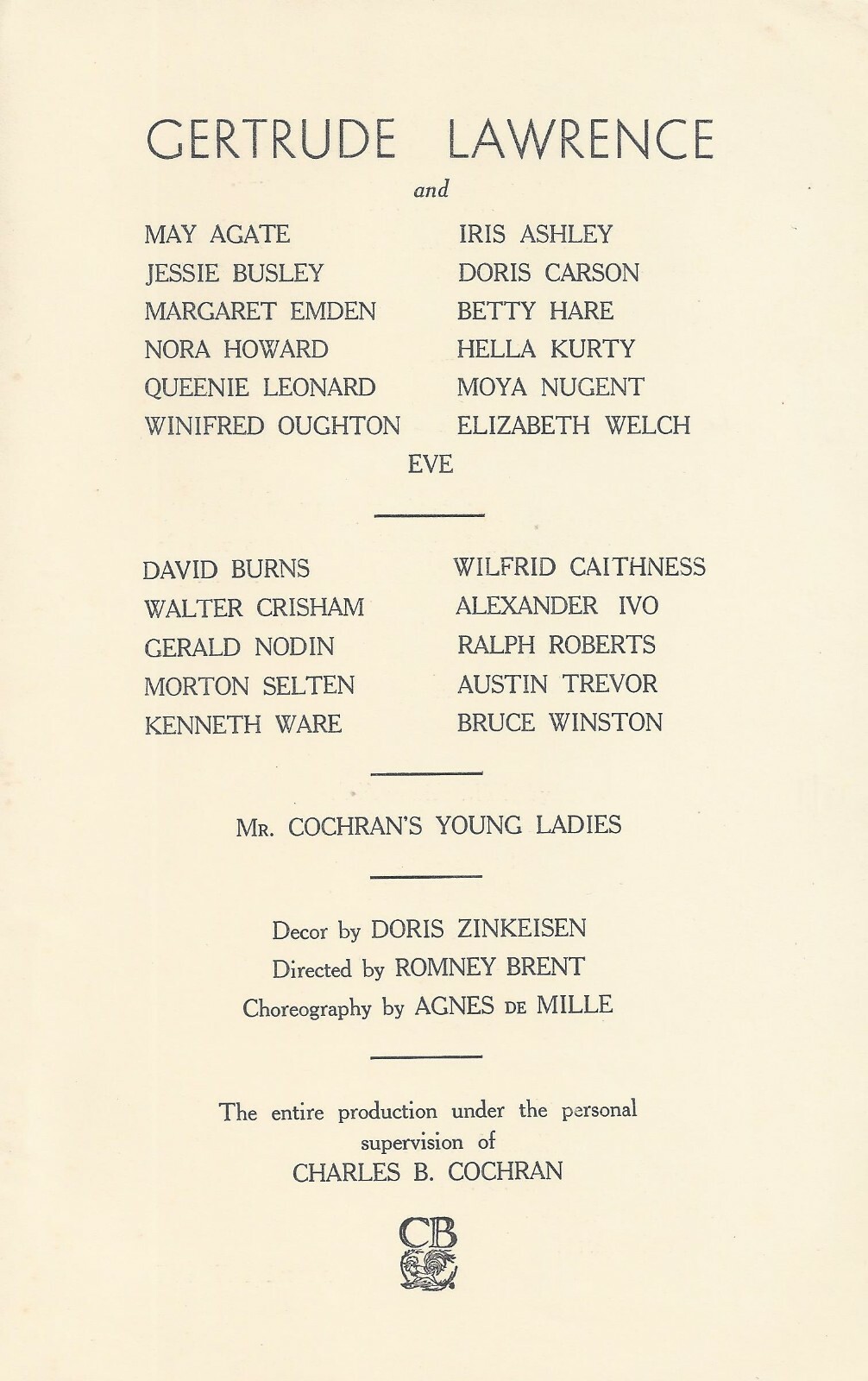 Gertrude Lawrence "NYMPH ERRANT" Cole Porter 1933 London Opening Night ...