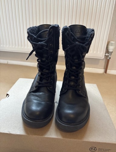 Clarks Black Boots Orinoco 2 Lace Womens Soft Leather Warm Winter Uk 6. ...