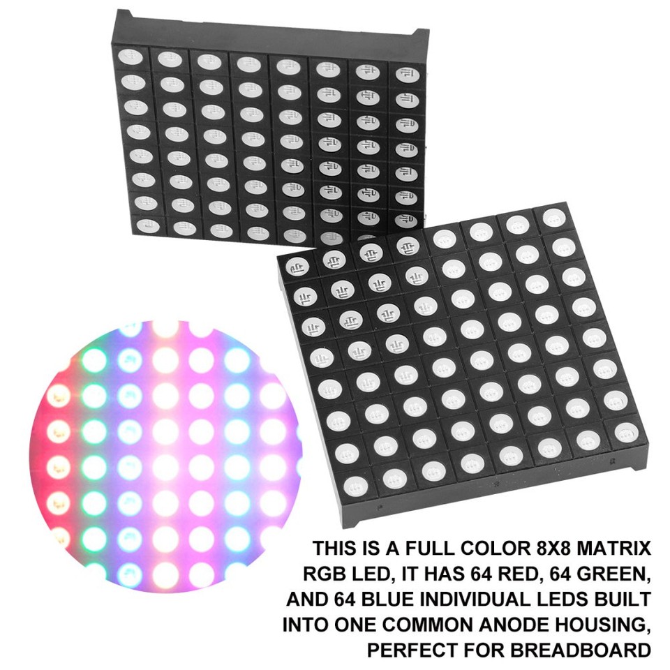 2pcs 60x60mm Full Colour Dot Matrix Module Common Anode 8x8 Matrix RGB ...