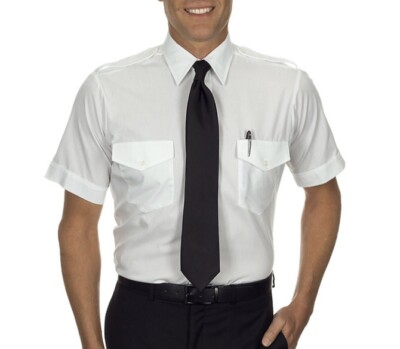 "The Aviator" Pilot Shirt Mens 20 Short Sleeve Van Heusen White | eBay