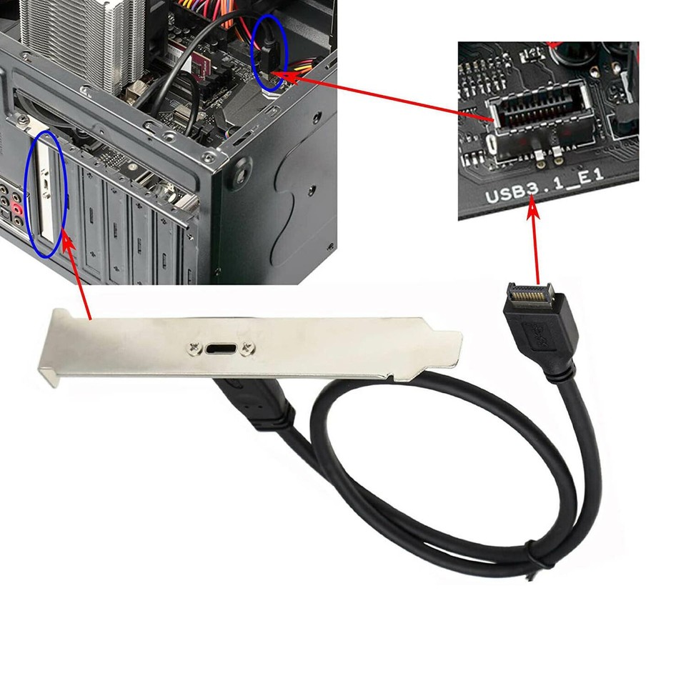 USB 3.1 Type E PCI-E Front Panel Header to Type C Female Gen 2 ...