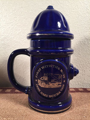 Vintage Firefighter Mug Cup Stein Fire Hydrant Shape w/Lid Pt Pleasant ...