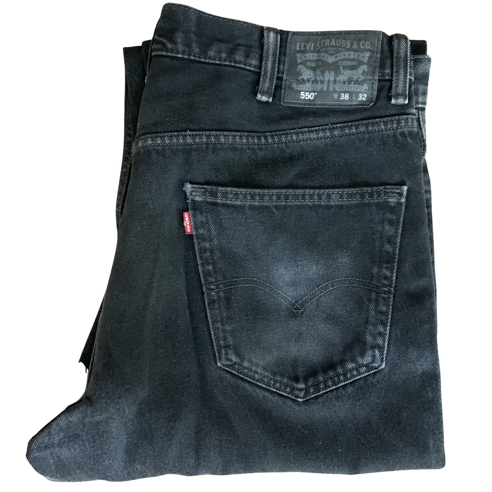 Levi's 550 Black Label Jeans Black Straight Leg Mens … - Gem