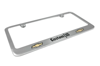 Chrome Engraved Chevrolet CUSTOM/10 Gold Bowtie License Plate Frame ...