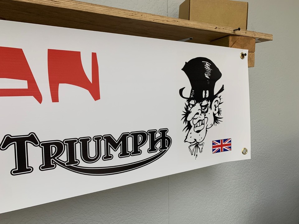 Norman Hyde Banner Classic Triumph Motorcycle tuning Workshop Wall ...
