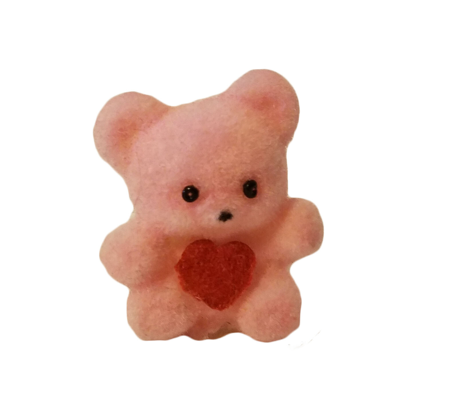 Lot of 12 Darice Craft Pink Miniature 1" Flocked Teddy Bears with Red ...