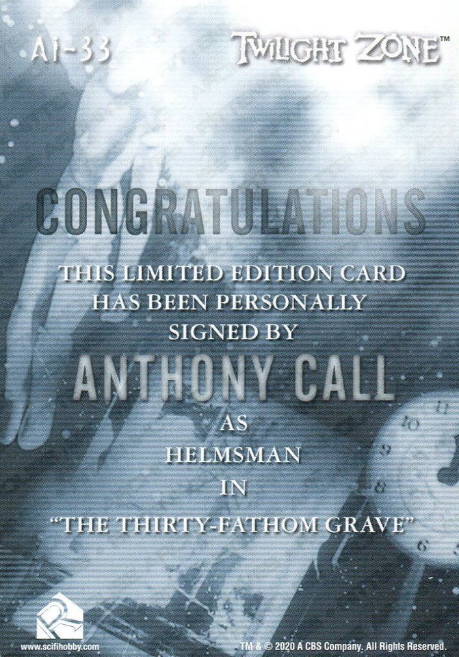 Twilight Zone Archives 2020 Anthony Call "Aye, Sir!" Autograph Card AI ...