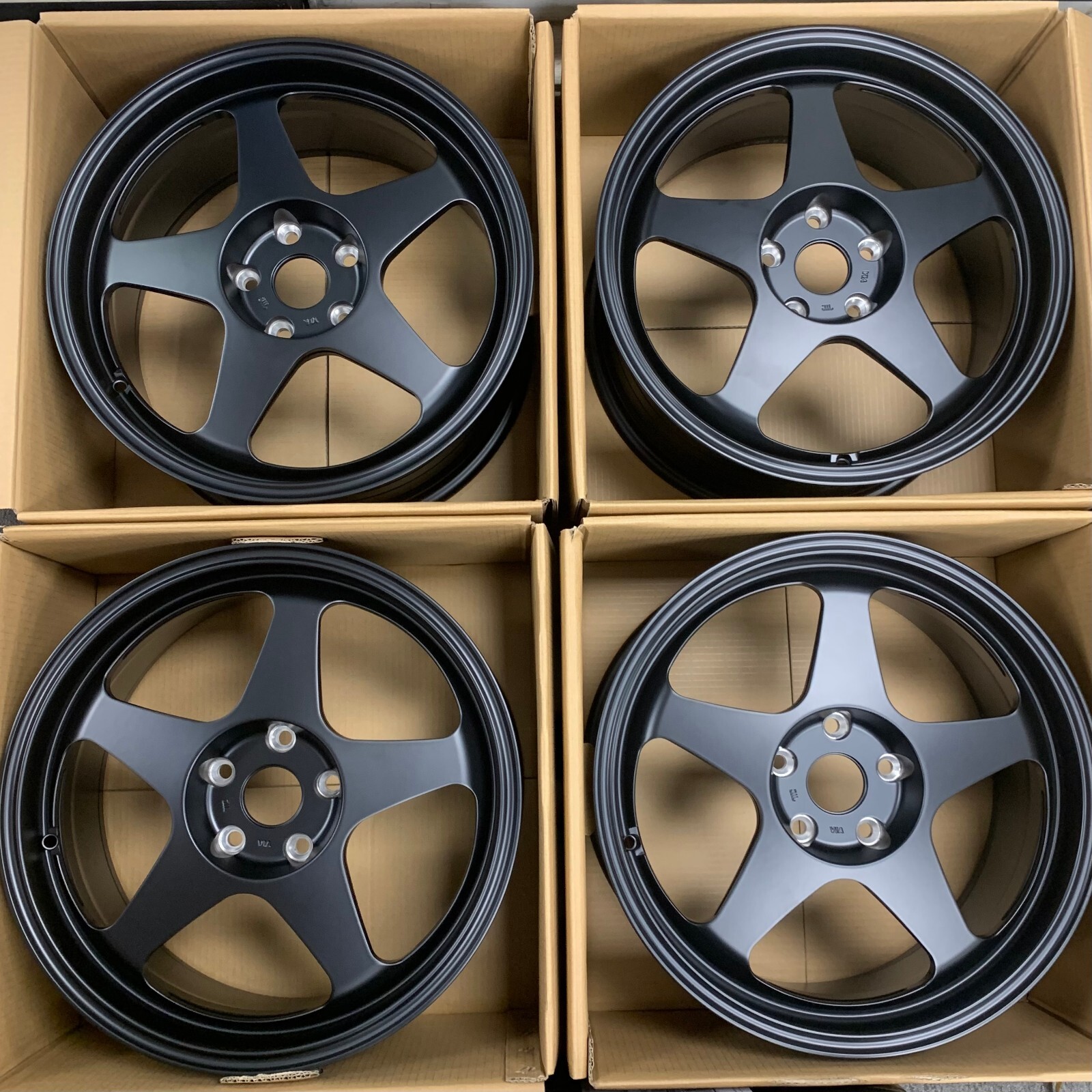 18x8.5 FTP Flow Formed Black Spoon Style Wheels Light Weight 5x114 ...