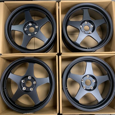 18x8.5 FTP Flow Formed Black Spoon Style Wheels Light Weight 5x114 ...