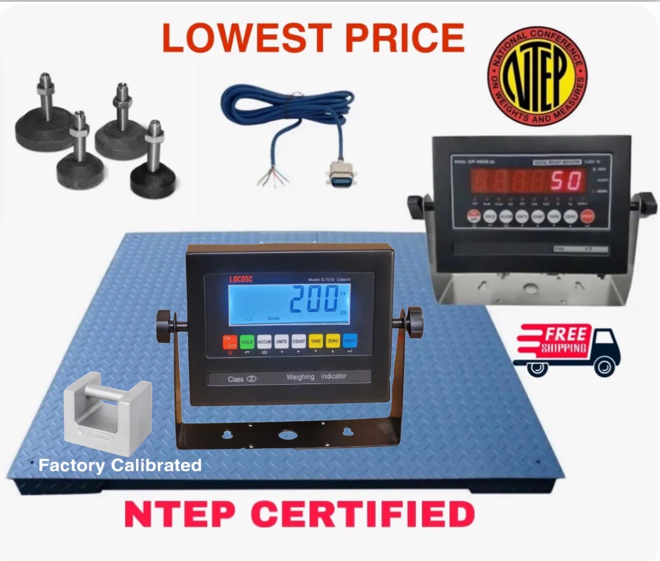 Industrial floor scale 60x60 - 5000 lb Capacity NTEP certified - Pallet ...