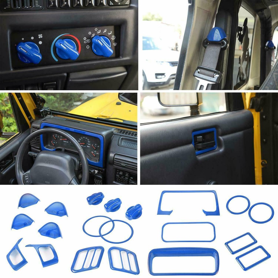 20pcs Full Set Interior Decoration Trim Kits Trim For Jeep Wrangler TJ ...
