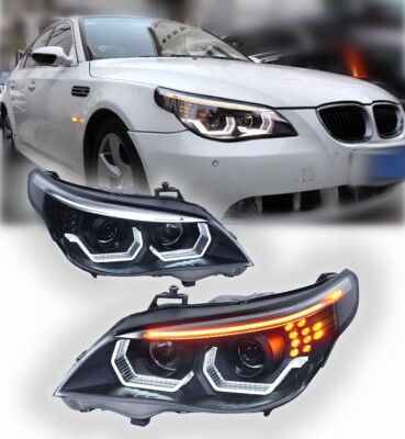 For BMW 5 Series E60 2008-2010 LED Headlight LED DRL Yellow Turn Signal ...