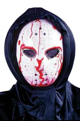 Jason Bleeding Hockey Halloween Mask Hooded Costume Accessory Adult ...