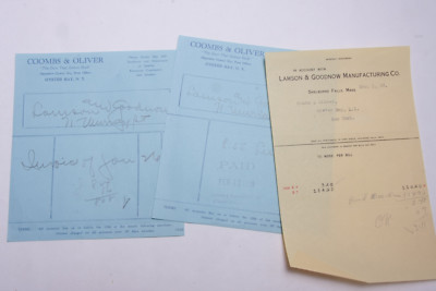 1928 Lamson Goodnow Coombs Oliver Oyster Bay NY Handwritten Ephemera ...