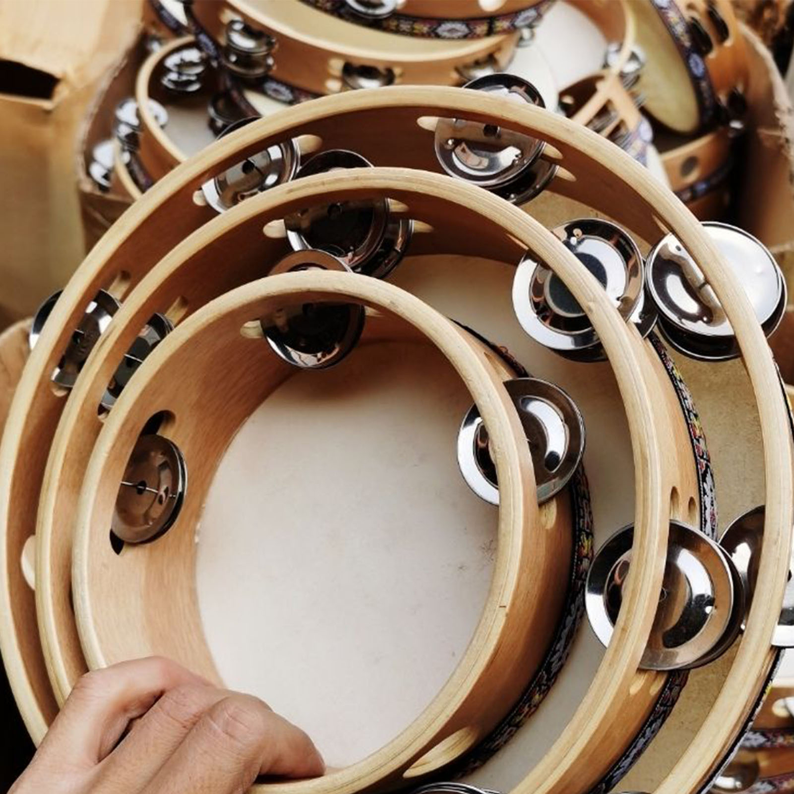 4/6/8/10" Hand Tambourine Drum Bells Jingles Percussion Kids Musical ...