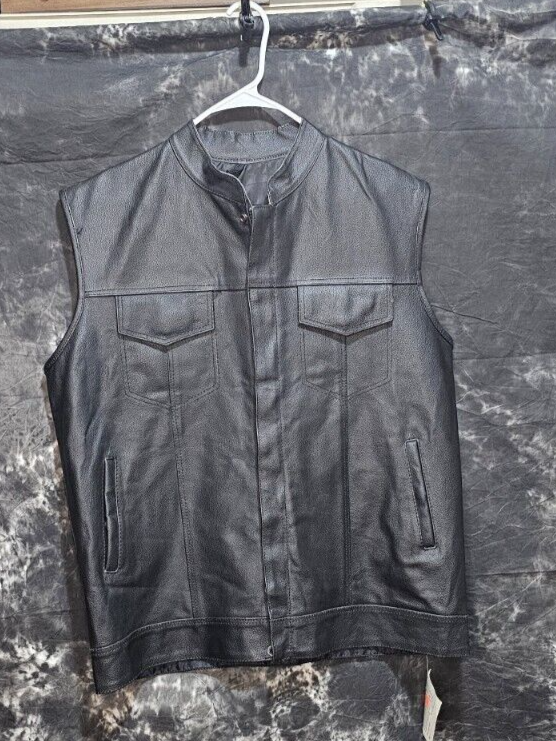 NWT - Henig Black Leather V Snaps - 4 Outer Pockets/ 2 Inner Pockets XL ...