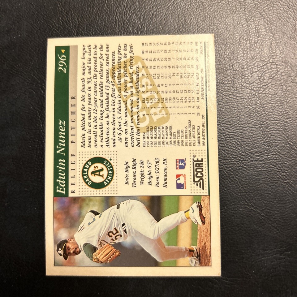 C52c Score 1994 Gold Rush #296, Edwin Nunez, Oakland A’s Athletics | eBay