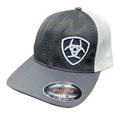 Ariat Mens Offset Embroidered Shield Logo Mesh Flexfit Baseball Cap ...