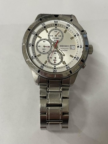 Men’s Seiko Chronograph 100M Water Resistant WHITE Dial 4T57-00H0 ...