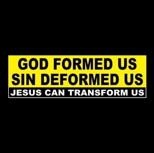 "GOD FORMED US - SIN DEFORMED US - JESUS CAN TRANSFORM US" Christian ...
