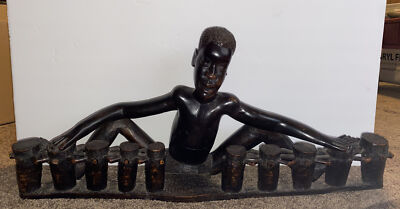 Beautiful Vintage Crving Of African Drummer Man Tribal Statue | eBay