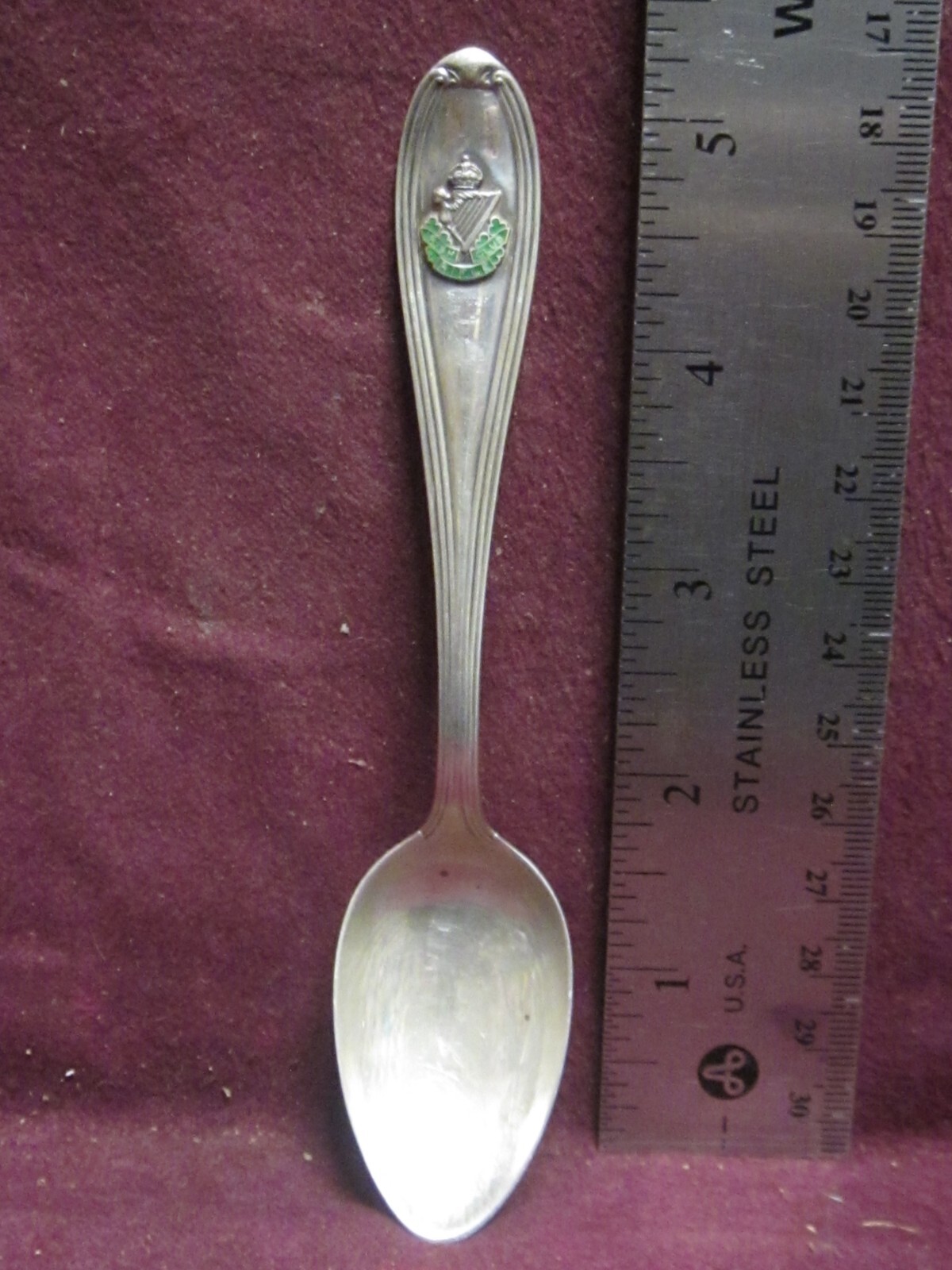 Vintage Sterling IRISH CLUB RIFLE SOUVENIR SPOON 5 3/8" 22 grams no ...