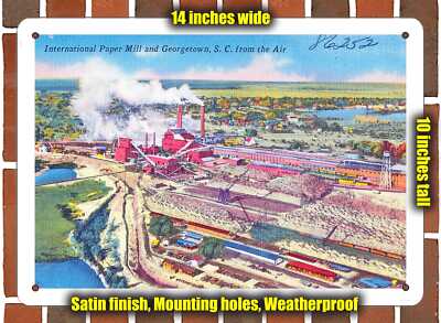 Metal Sign - South Carolina Postcard - International Paper Mill and ...