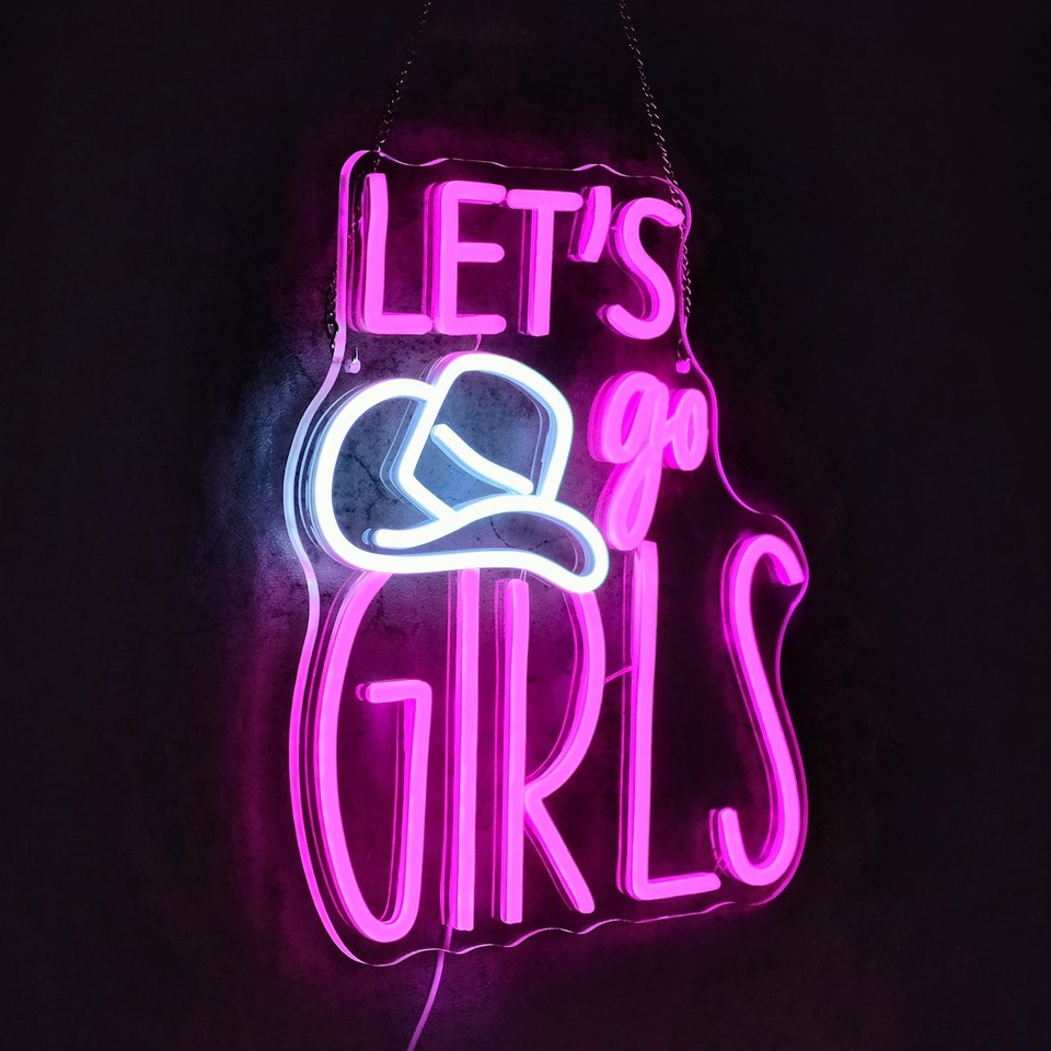 Let's Go Girls Neon Sign for Wall Decor Dimmable Letters Led Lights ...