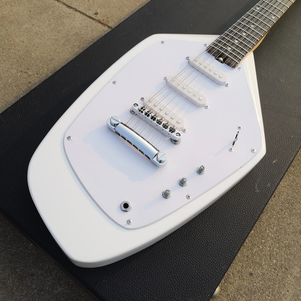 Custom 12 String Irregular Guitar Gemstone White Electric Guitar Chrome ...