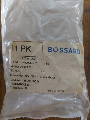 BAG OF 10 Nuts BOSSARD BN 40053 ZINC 4007605 Class 8 Made in Sri Lanka ...