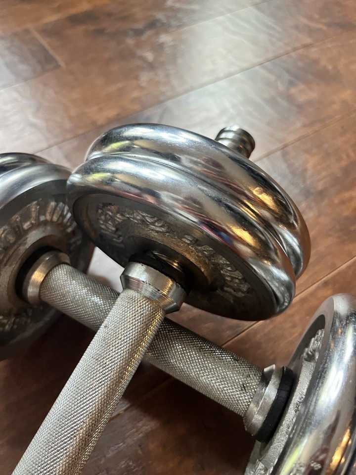 24 pound Bollinger Barbell 8-3lb Standard Threaded Weight Plates CHROME ...