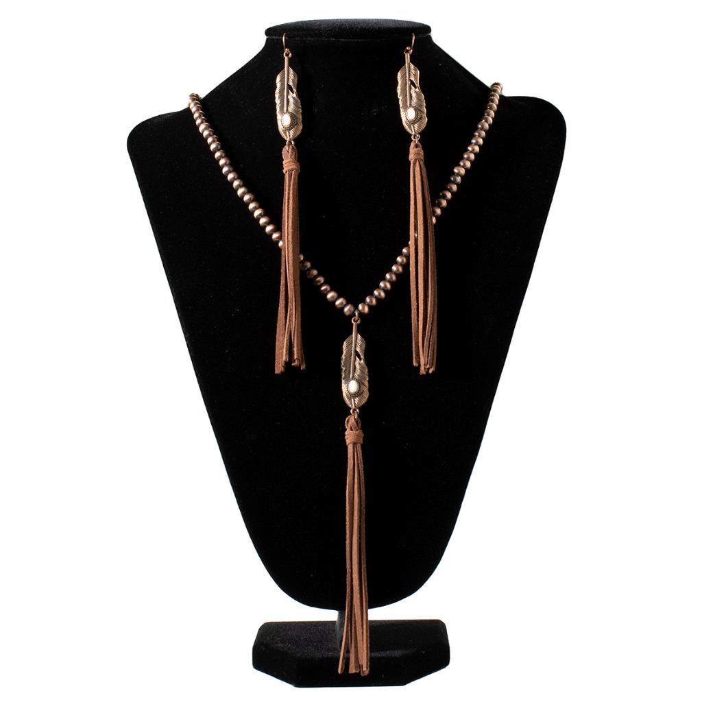 Silver Strike Western Womens Necklace Set Beaded Suede Tassel Brown D450022202 | eBay